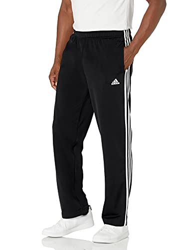 adidas Men's Essentials Warm-Up Open Hem 3-Stripes Tracksuit Bottoms, Black/White, Medium