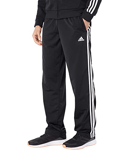 adidas Men's Essentials Warm-Up Open Hem 3-Stripes Tracksuit Bottoms, Black/White, Medium