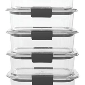 Rubbermaid 10-Piece Brilliance Food Storage Containers with Lids for Lunch, Meal Prep, and Leftovers, Dishwasher Safe, 3.2-Cup, Clear/Grey, 5-Pack