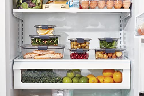 Rubbermaid 10-Piece Brilliance Food Storage Containers with Lids for Lunch, Meal Prep, and Leftovers, Dishwasher Safe, 3.2-Cup, Clear/Grey, 5-Pack