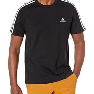 adidas Men's Essentials Single Jersey 3-Stripes T-Shirt, Black/White, Large