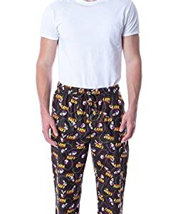 KISS Men's Allover Band Member Print Adult Loungewear Sleep Pajama Pants (Large) Black