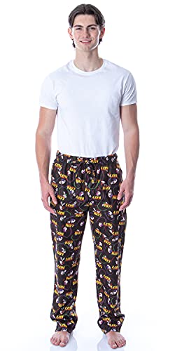 KISS Men's Allover Band Member Print Adult Loungewear Sleep Pajama Pants (Large) Black