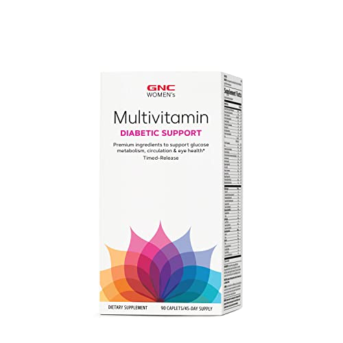 GNC Women's Diabetic Support Multivitamin | Maintain Healthy Blood Sugar Levels Plus Targeted Eye, Nerve and Cardiovascular Function | Daily Vitamin Supplement | 90 Caplets