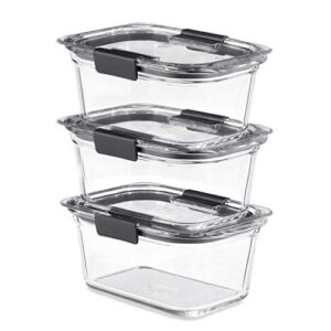 rubbermaid brilliance glass storage 4.7-cup food containers with lids, clear (pack of 3)