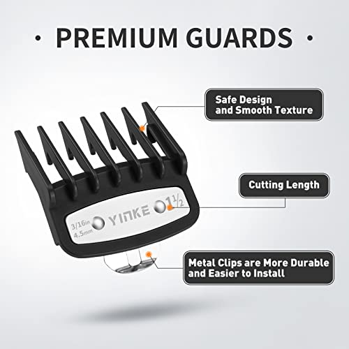 YINKE Clipper Guards Premium for Wahl Clippers Trimmers with Metal Clip - 10 Cutting Lengths from 1/16”to 1”(1.5-25mm) Fits All Full Size Wahl Clippers (pack of 10) (black)