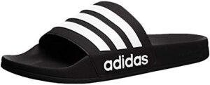 adidas men’s adilette shower slides black/white/white 10