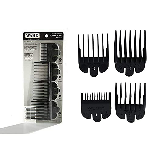 Wahl Professional Clipper Guide 4 Pack with Cutting Lengths from 1/8" to 1/2", for Professional Barbers and Stylists - Model 3160-100