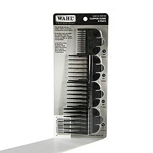 Wahl Professional Clipper Guide 4 Pack with Cutting Lengths from 1/8" to 1/2", for Professional Barbers and Stylists - Model 3160-100