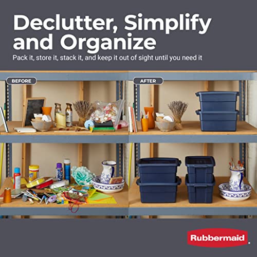 Rubbermaid Roughneck Storage Totes 3 Gallons, Durable Stackable Containers, Great for Off-Season Items, Small Storage Needs, and More, 6-Pack