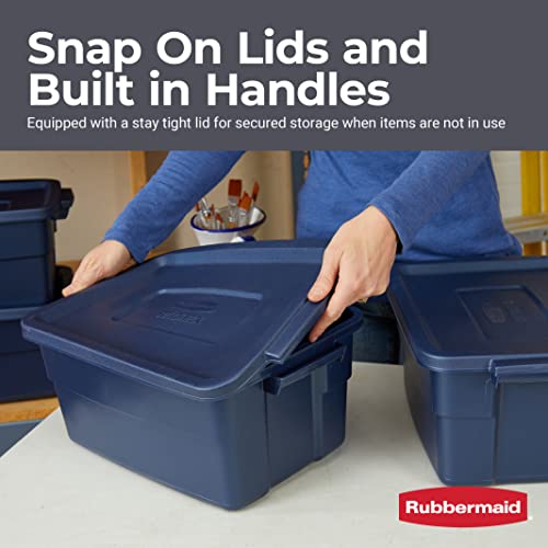 Rubbermaid Roughneck Storage Totes 3 Gallons, Durable Stackable Containers, Great for Off-Season Items, Small Storage Needs, and More, 6-Pack