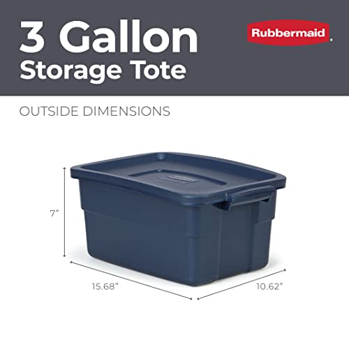 Rubbermaid Roughneck Storage Totes 3 Gallons, Durable Stackable Containers, Great for Off-Season Items, Small Storage Needs, and More, 6-Pack