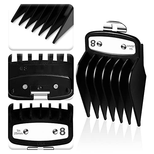 Professional Hair Clipper Guards Guides 10 Pcs Coded Cutting Guides #3170-400- 1/8” to 1 fits for All Wahl Clippers(Black-10 pcs)