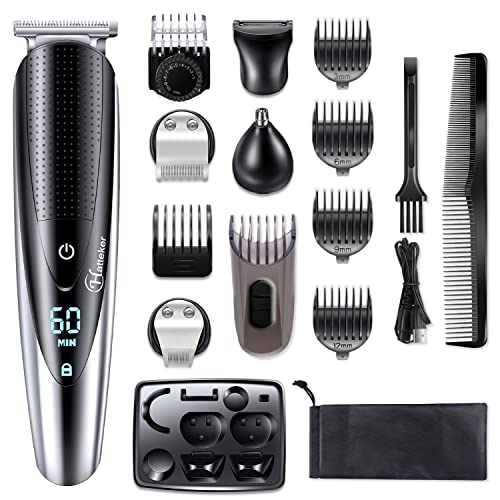 Hatteker Mens Hair Clipper Beard Trimmer Grooming kit Hair Trimmer Mustache Trimmer Body Groomer Trimmer for Nose Ear Facial Hair Cordless Waterproof 5 in 1