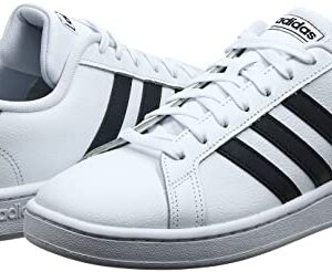 adidas men's Grand Court Sneaker, White/Black/White, 11.5 US