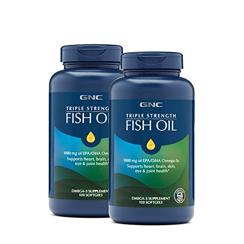 GNC Triple Strength Fish Oil, 2 Pack, for Join, Skin, Eye, and Heart Health