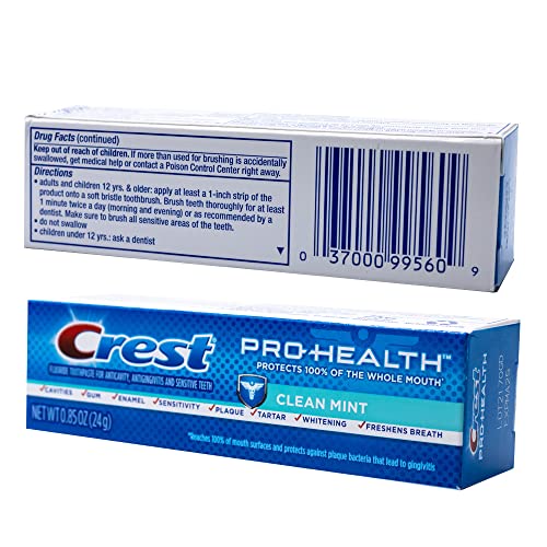 Crest Pro-Health, Clean Mint Toothpaste, 0.85 oz (24g) - Pack of 4