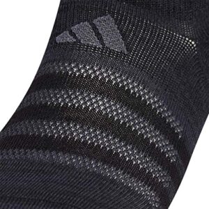 adidas Mens Superlite (6-pair) Super No Show Sock, Black/Night Grey, Large US