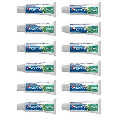 Crest Complete Whitening Plus Scope Minty Fresh Toothpaste, Travel Size, TSA Approved, 0.85 Ounce (Pack of 12)