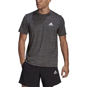 adidas men’s aeroready designed 2 move sport stretch tee, black melange, medium