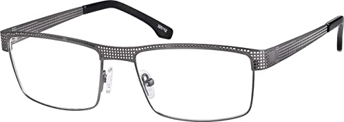 ZENNI Blue Light Blocking Glasses for Men Grey Rectangle Frame Relieve Digital Screen Eye Strain Stainless Steel Light Eyewear