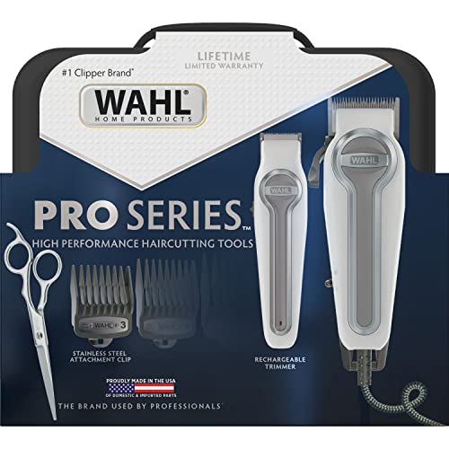 Wahl USA Pro Series Premium Combo Corded Clipper and Cordless Trimmer Kit for Hair Clipping & Beard Trimming with Free Barbers Shears - Model 79804