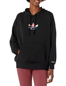 adidas originals women’s adicolor shattered trefoil oversized hoodie, black, medium