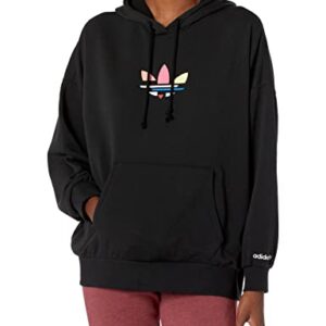 adidas Originals Women's Adicolor Shattered Trefoil Oversized Hoodie, Black, Medium