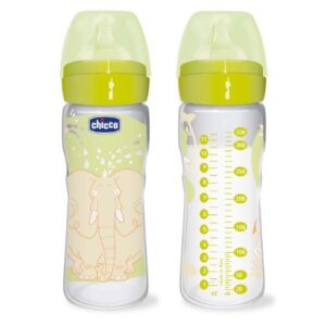 chicco- baby fast flow feeding plastic bottle 4+ 330ml