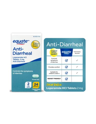 Equate Anti-Diarrheal - Loperamide - 2 mg, 24 Caplets + STS Fridge Magnet.