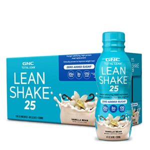 gnc total lean lean shake with 25g of protein in just 170 calories, vanilla bean 12 servings