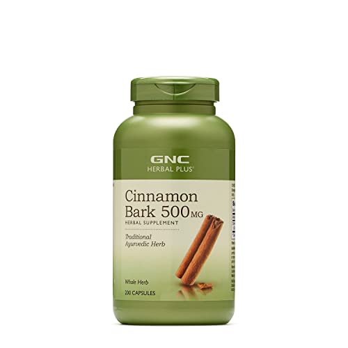 GNC Herbal Plus Cinnamon Bark 500mg, 200 Capsules, Traditional Ayurvedic Herb