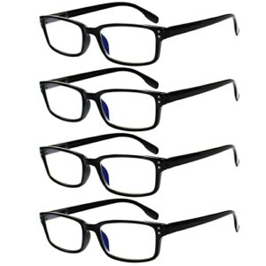 kerecsen reading glasses 4 pack spring hinge comfort readers plastic includes sun readers (4 pack black, 1.25)