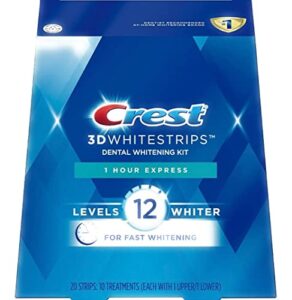 crest 3d whitestrips, 1 hour express, teeth whitening strip kit, 20 strips (10 count pack)