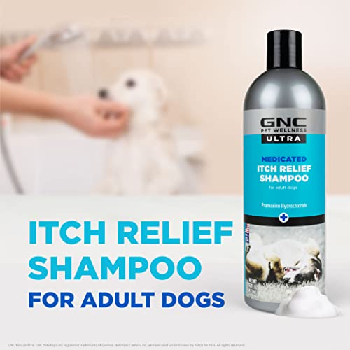 GNC Ultra Medicated Itch Relief Shampoo,16oz | Soothing Shampoo for Dogs with Oats & Pramoxine Hydrochloride | Moisturizing Shampoo for Dogs Medicated Itch Relief,FF13849