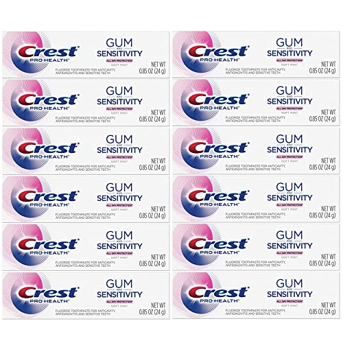 Crest Pro Health Gum and Sensitivity Toothpaste for Sensitive Teeth, Soft Mint, Travel Size 0.85 oz (24g) - Pack of 12