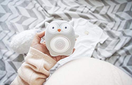 WavHello Portable Baby Sleep Soother - Rechargeable Bluetooth Noise Machine Travel Sound Speaker Great for Cribs, Strollers, Car Seat and More - Ollie The Owl Soundbub, Grey