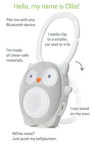 WavHello Portable Baby Sleep Soother - Rechargeable Bluetooth Noise Machine Travel Sound Speaker Great for Cribs, Strollers, Car Seat and More - Ollie The Owl Soundbub, Grey