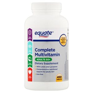 equate adults 50+ complete multivitamin/multimineral supplement tablets, 450 ct