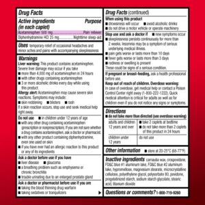 Amazon Basic Care Acetaminophen PM, Pain Reliever Plus Nighttime Sleep Aid, 100 Count