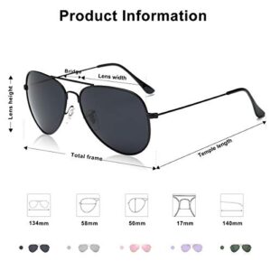 SOJOS Classic Aviator Polarized Sunglasses for Men Women Vintage Retro Style SJ1054,Black/Grey