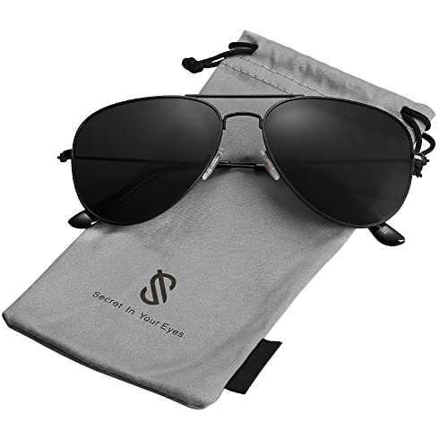 SOJOS Classic Aviator Polarized Sunglasses for Men Women Vintage Retro Style SJ1054,Black/Grey