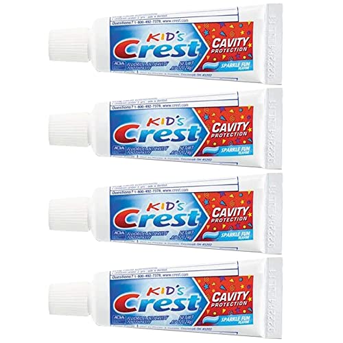 Crest Kids Cavity Protection Toothpaste, Sparkle Fun, Travel Size 0.85 oz (24g)- Pack of 4