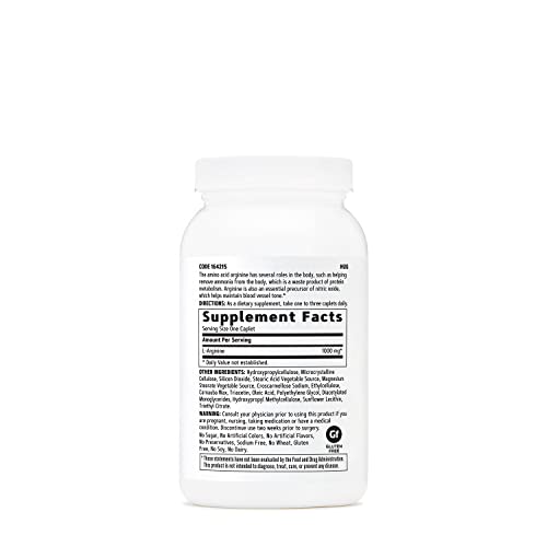 GNC L-Arginine 1000mg, 90 Caplets, Increases Nitric Oxide Production