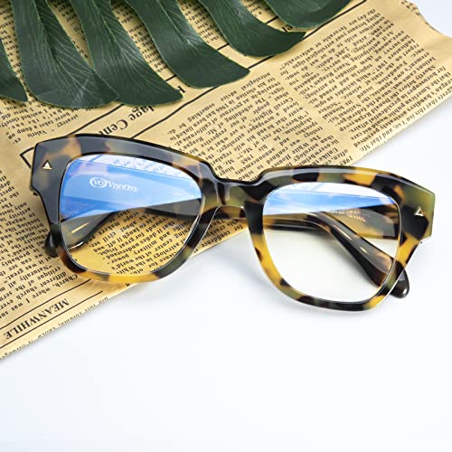 Acetate Blue Light Blocking Glasses Square with Anti Computer Glare for Gaming Reading Women and Men