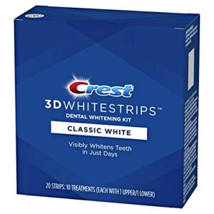 crest 3d whitestrips classic white teeth whitening kit, 10 treatments 20 strips