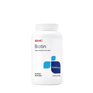 gnc biotin 5000 mcg | supports healthy hair, skin, & nails | 240 capsules