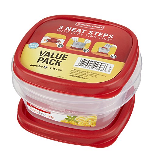 Rubbermaid Easy Find Lids Food Storage Containers, 1.25 Cup, Racer Red, 4-Piece Set