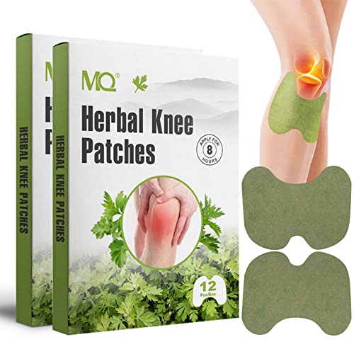 MQ 24pcs Knee Pain Relief Patches, Wormwood Pain Patch Paste, Heat Patches for Knee Discomfort Relief Plaster, Warming Herbal Plaster Pain Patches, Long Lasting Relief of Pains