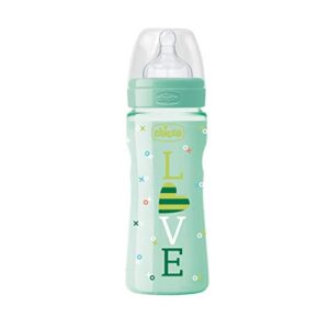 chicco baby bottle wellbeing coloured polypropylene and silicon unisex 4m + 330ml